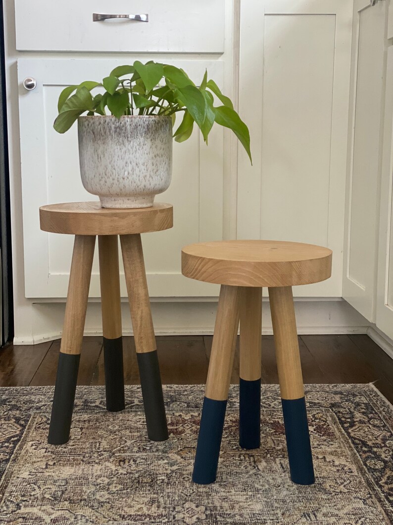 Dipped Wood Accent Stool Dip Dyed Wooden Plant Stand - Etsy