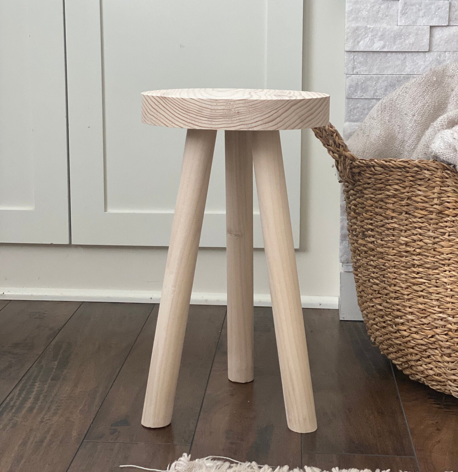 Unfinished Wood Accent Stool Finish Yourself Wooden Plant - Etsy