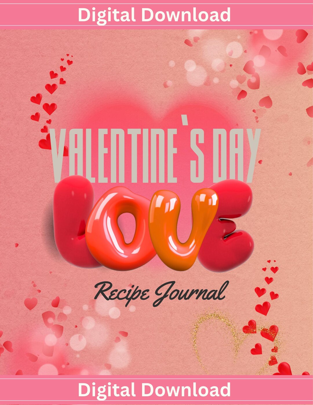 Valentine’s Day Love Recipe Journal – 50 Pages | Digital PDF (US Letter ...