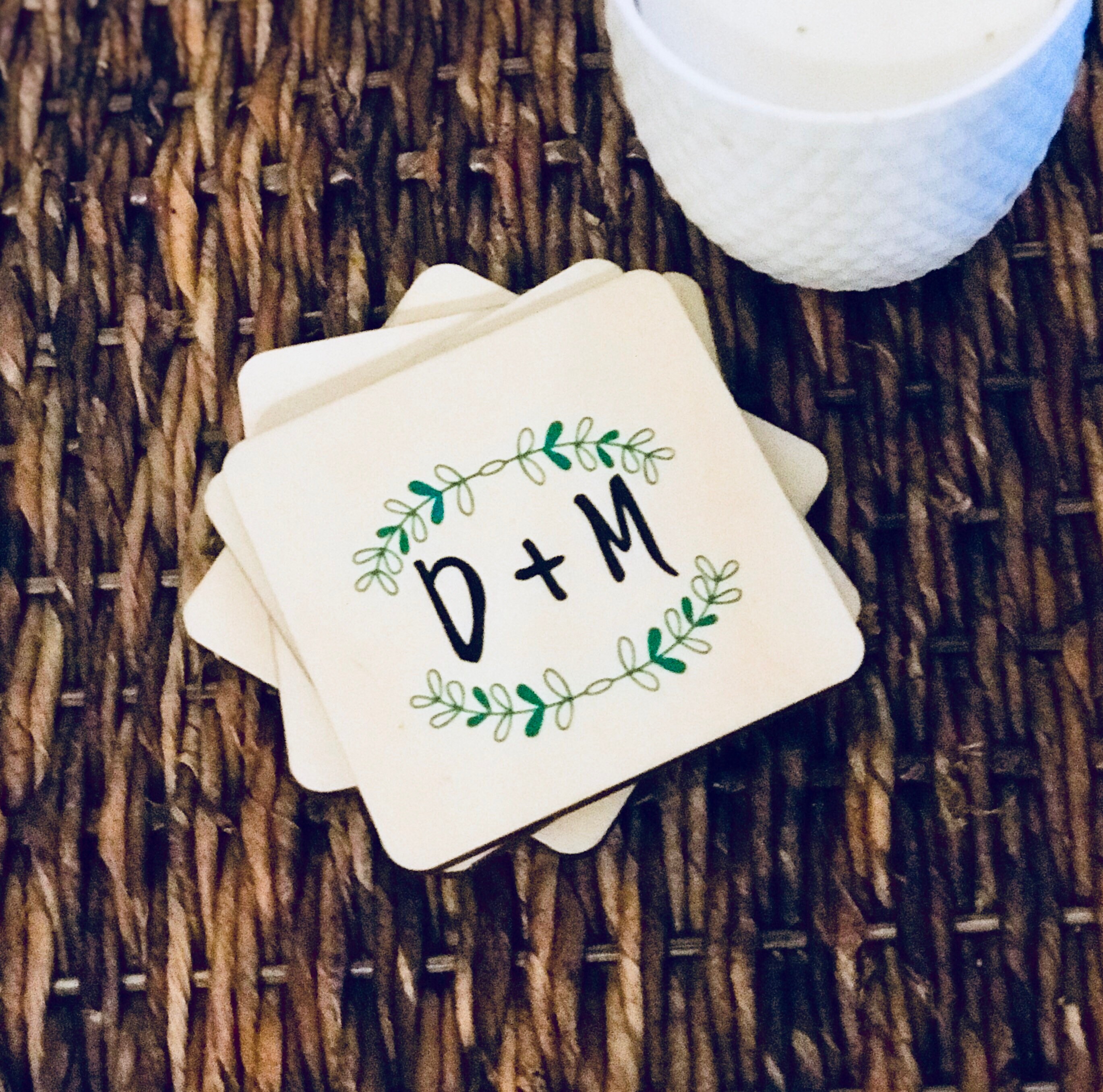 Personalized Set of 4 Coasters, Family Name Coasters, Wooden Square ...