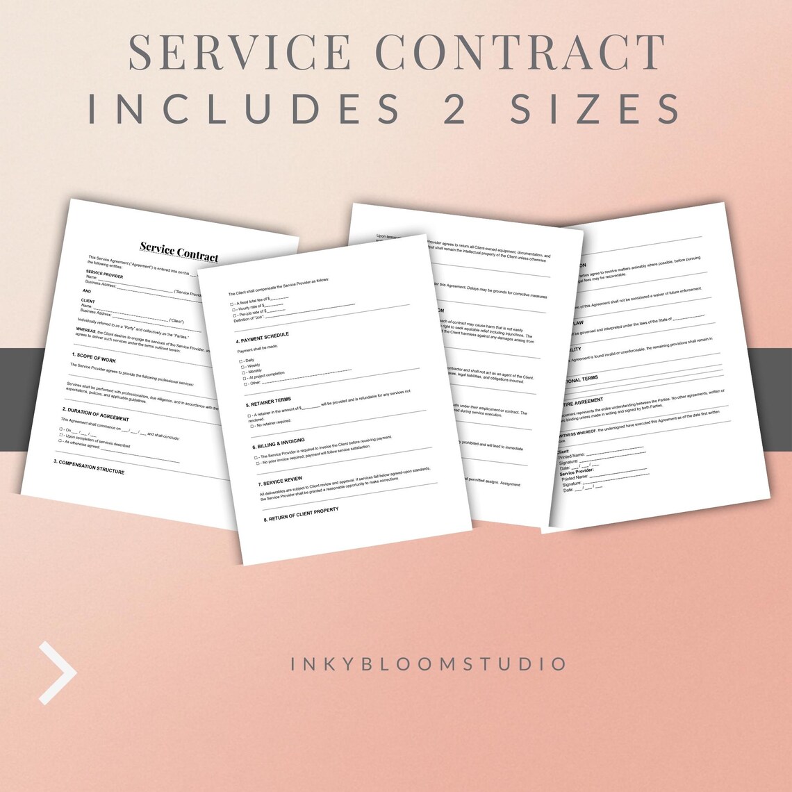 Printable Service Contract Templates – Editable Agreements in Google ...