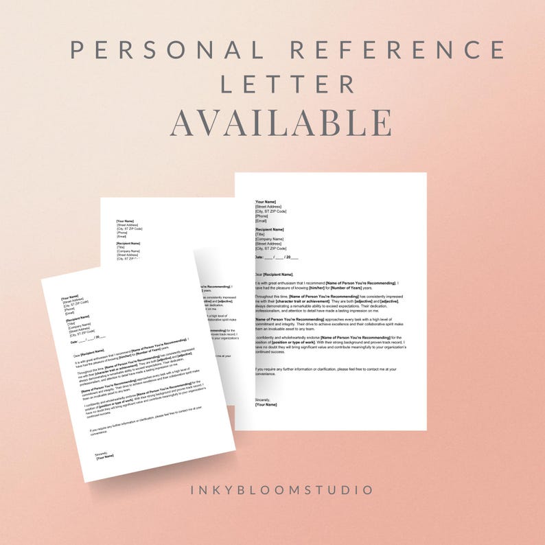 Editable Personal Reference Letter Template – Printable Recommendation ...