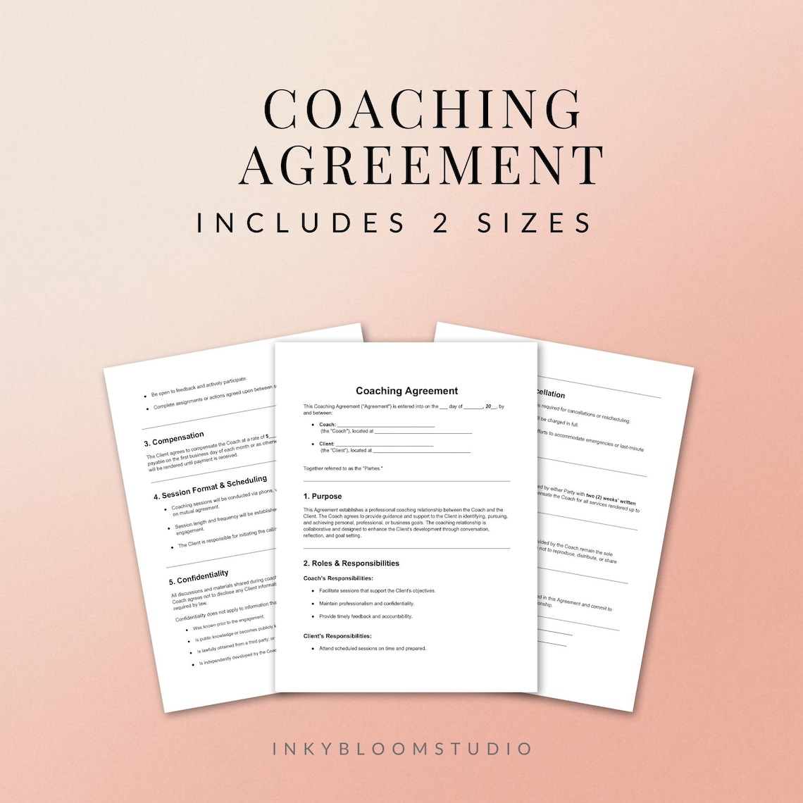Editable Coaching Agreement Templates – Printable Contracts & Client ...