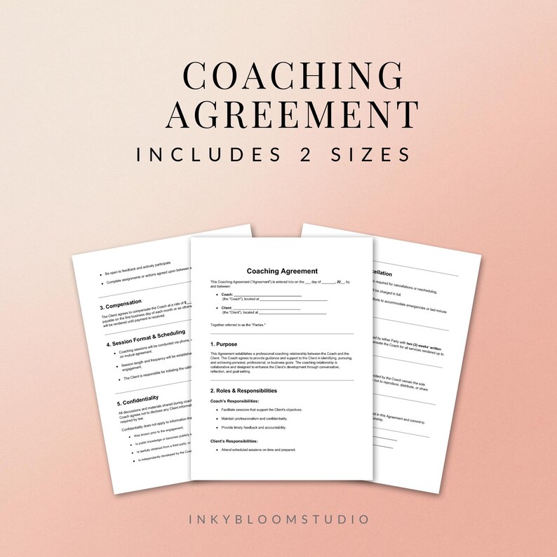 Editable Coaching Agreement Templates – Printable Contracts & Client ...