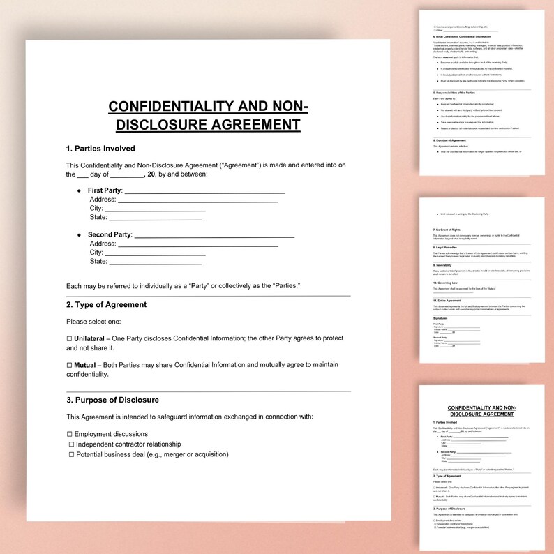 Non-disclosure Agreement (NDA) Template – Editable Confidentiality Form ...