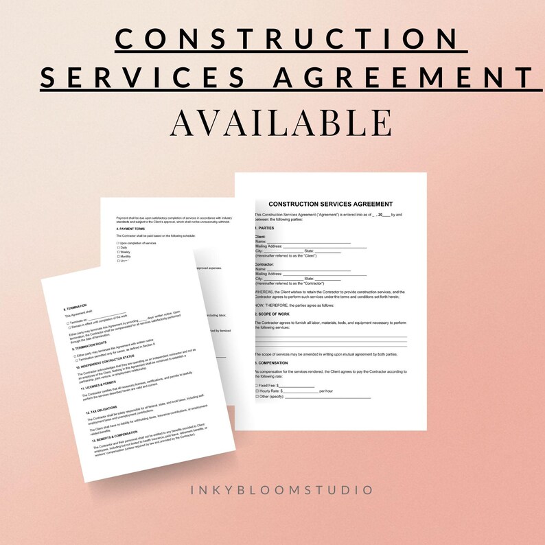 Editable Construction Contract Template – PDF, Word & Google Docs ...