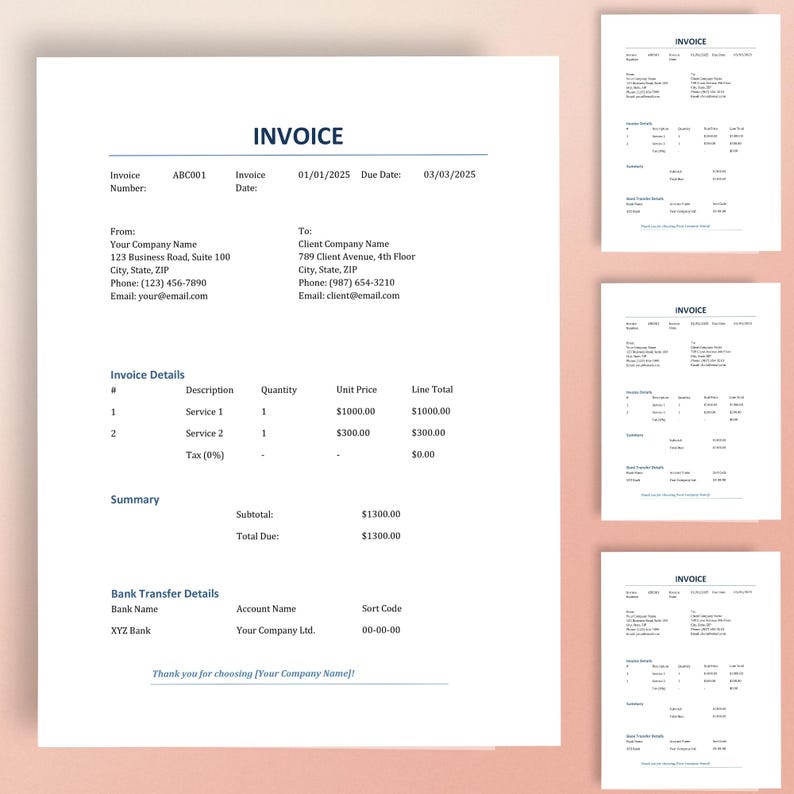 Editable Invoice Template for Small Business – Printable Word Form ...
