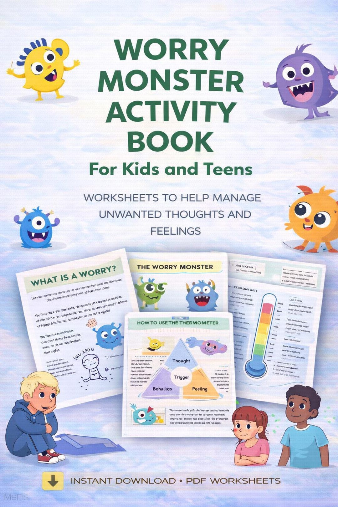 Worry Monster Activity Book: CBT Worksheets for Kids (PDF Download) - Etsy