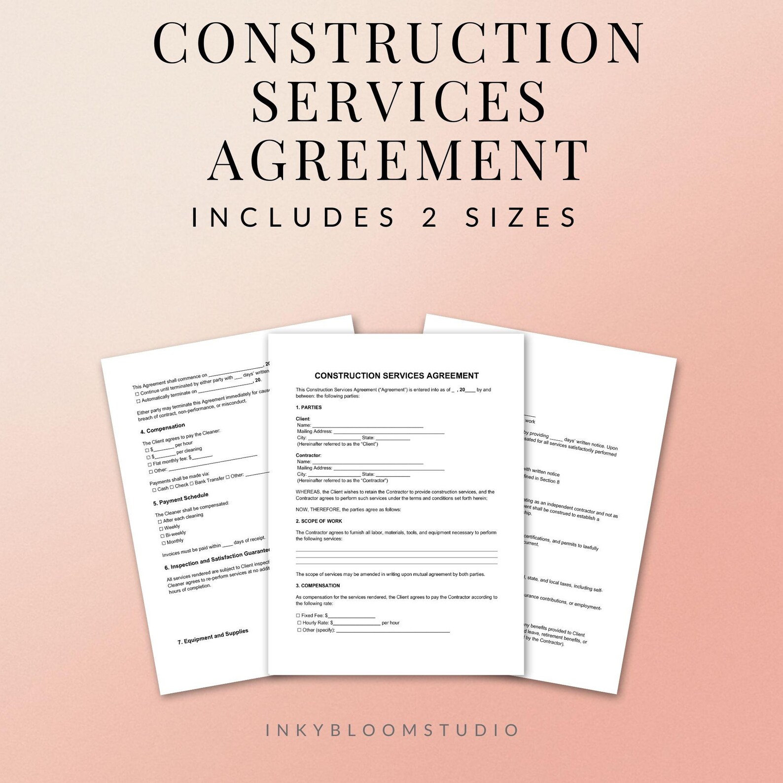 Editable Construction Contract Template – PDF, Word & Google Docs ...