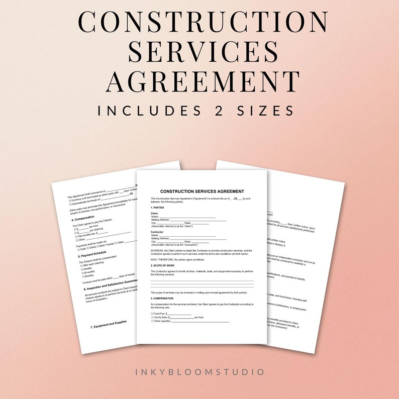 Editable Construction Contract Template – PDF, Word & Google Docs ...