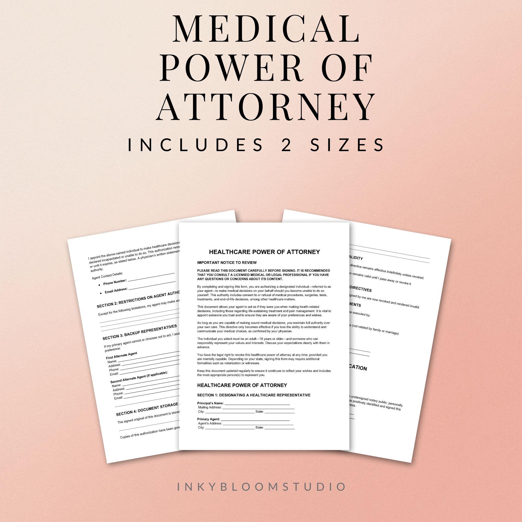 Printable Medical Power of Attorney Template – Health Care POA Form ...