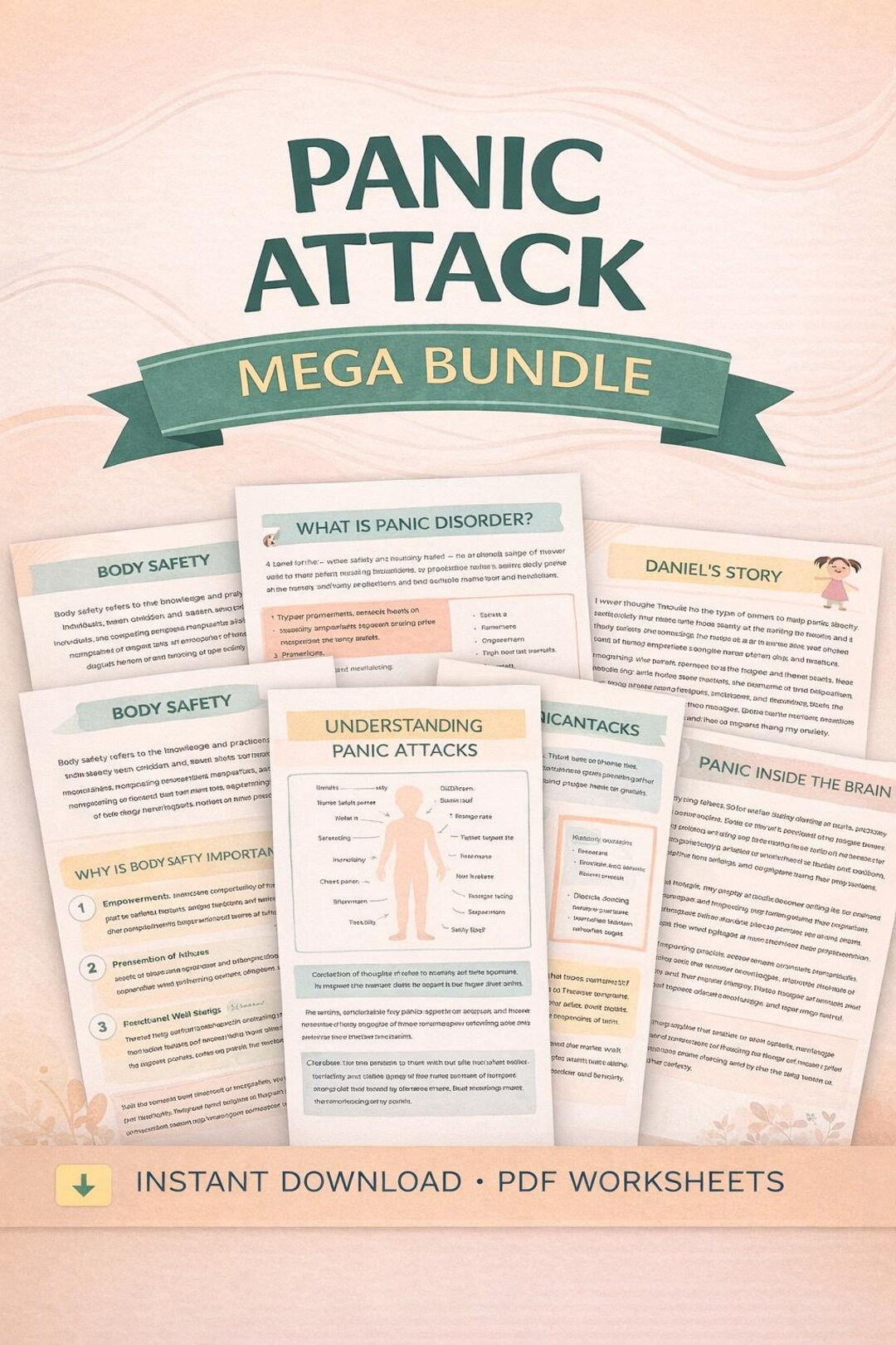 Panic Attacks Worksheets & Infographics: Therapy Tools for Identifying ...