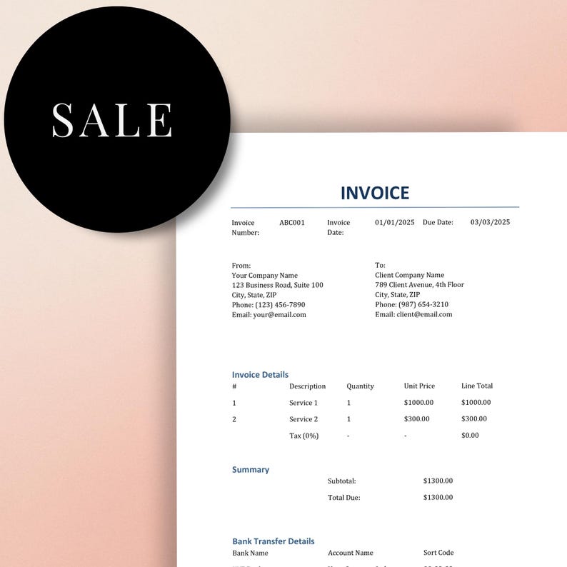 Editable Invoice Template for Small Business – Printable Word Form ...