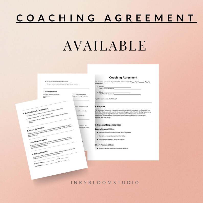 Editable Coaching Agreement Templates – Printable Contracts & Client ...