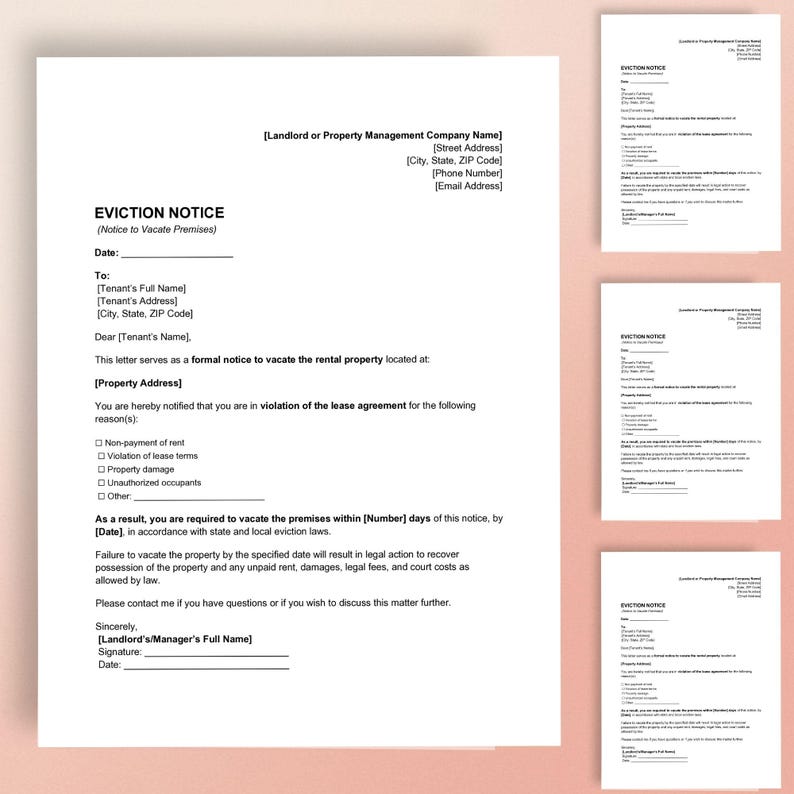 Printable Eviction Notice Template | Notice to Vacate Letter, Lease ...