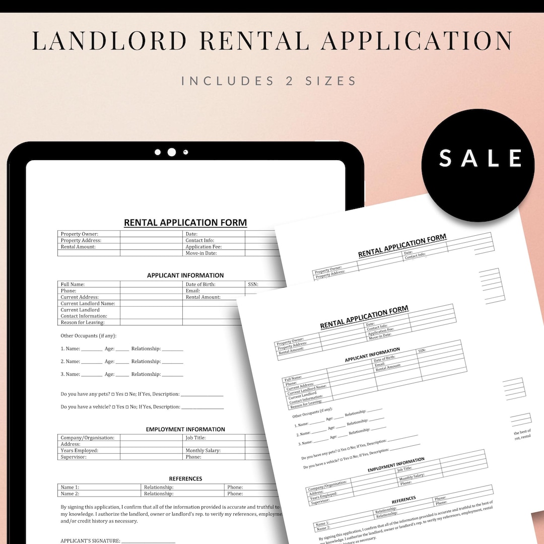 Editable Landlord Rental Application Form: Tenant Screening (PDF, Word ...