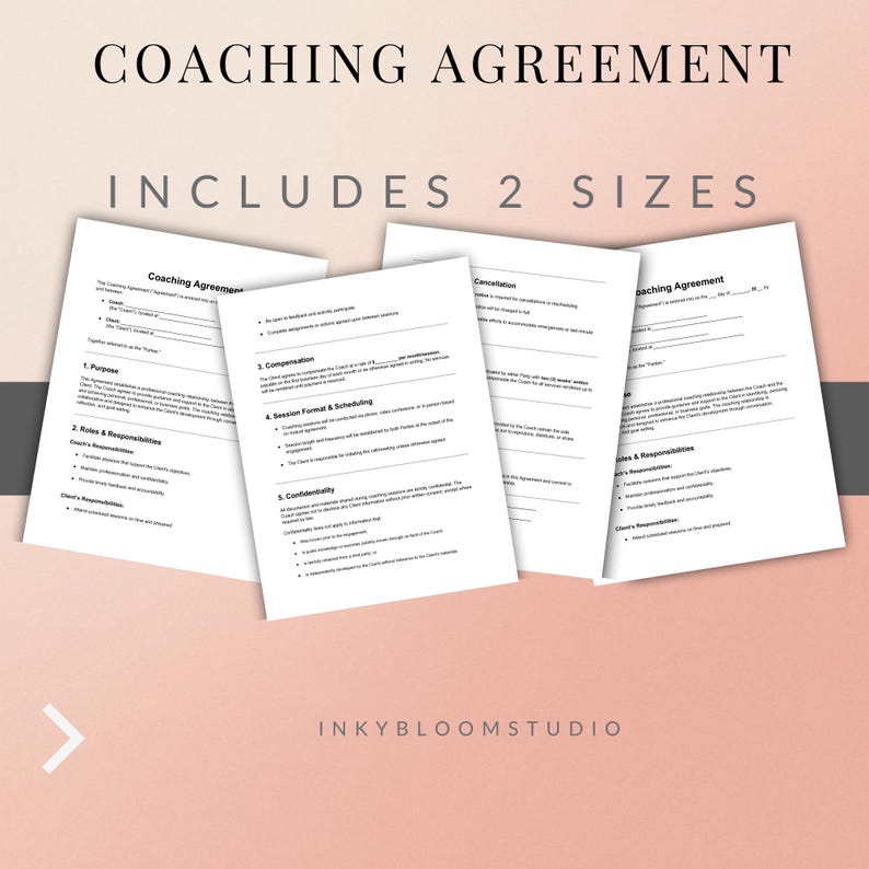 Editable Coaching Agreement Templates – Printable Contracts & Client ...