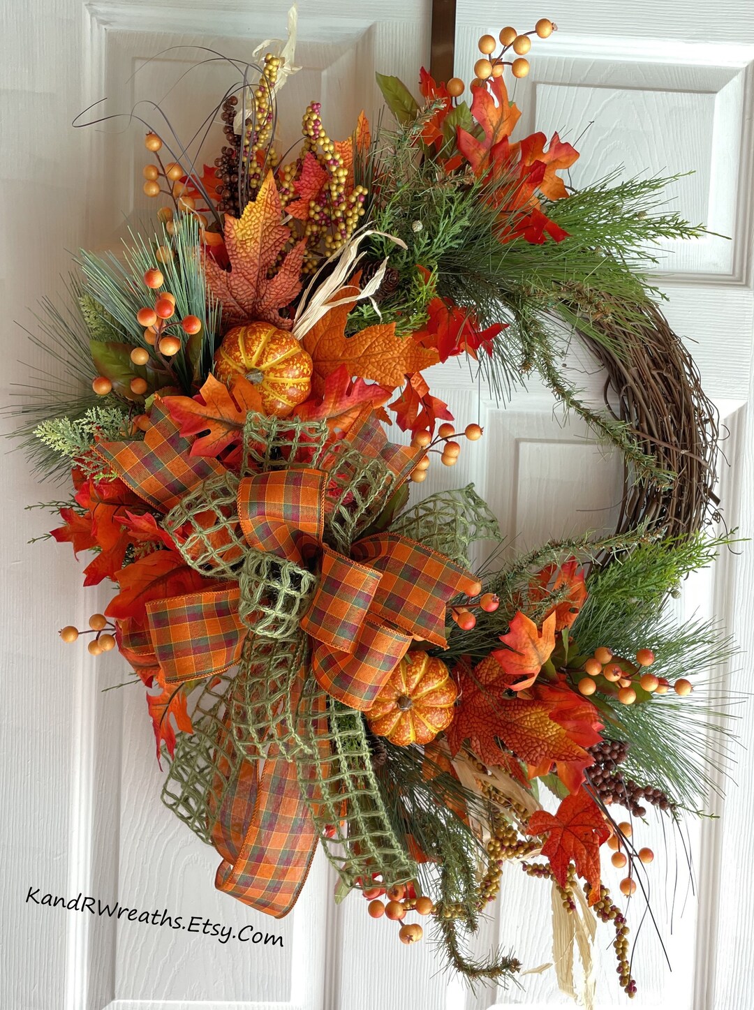 Autumn Front Door Wreath. Fall Front Door Wreath. Thanksgiving - Etsy