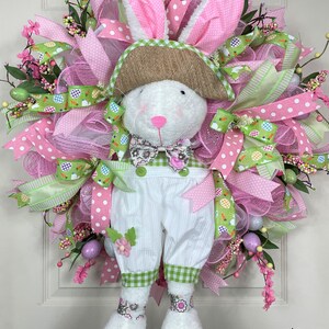 Large Easter Bunny Front Door Wreath. Bunny With Hat Wreath. - Etsy