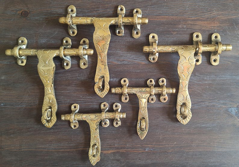 Unlacquered Brass Sliding Door Bolt, Moroccan Brass Door Latch, Brass ...