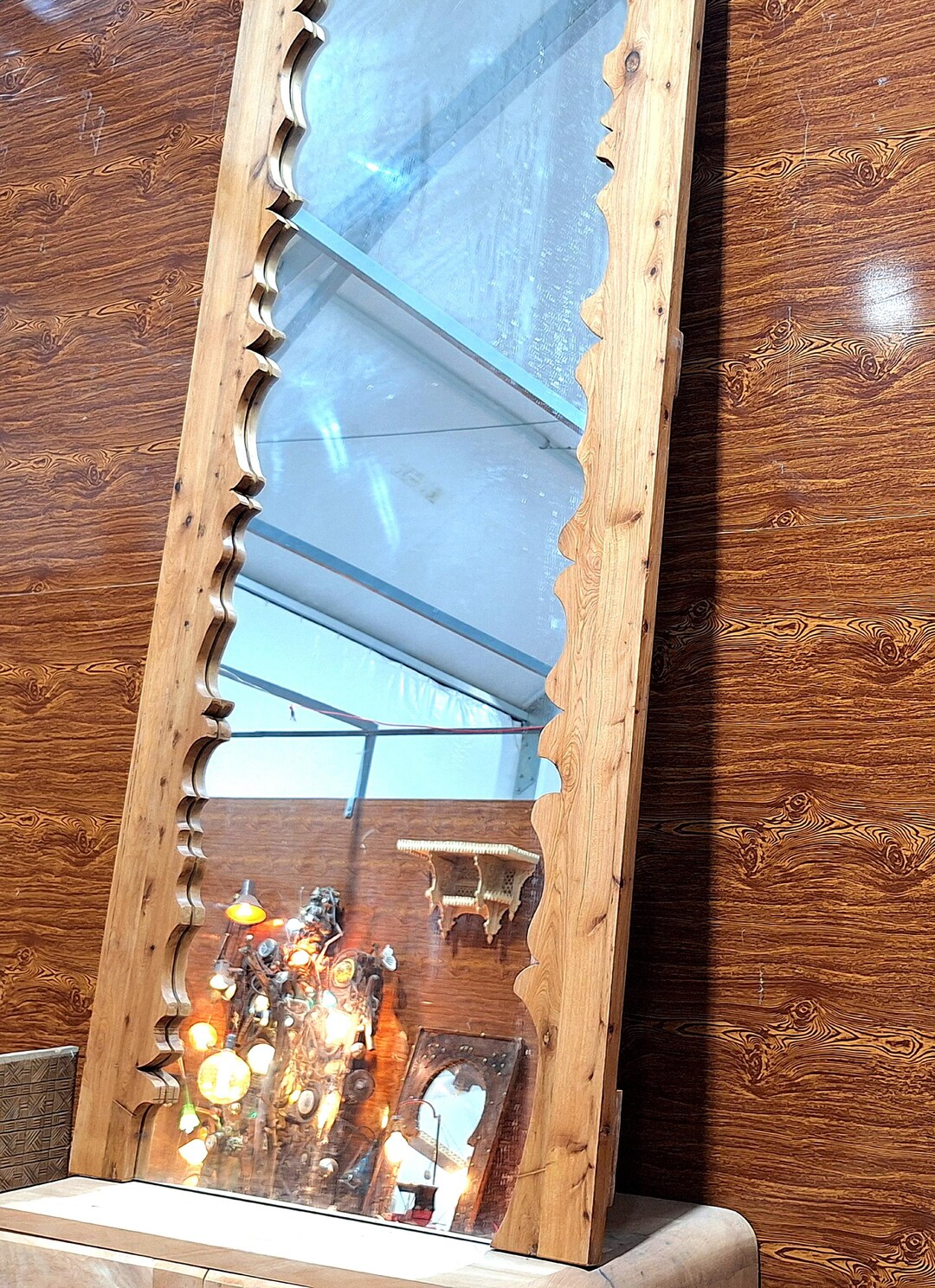 Wooden Rustic Mirror-live Edge One Side Mirror-rustic Vanity Mirror ...