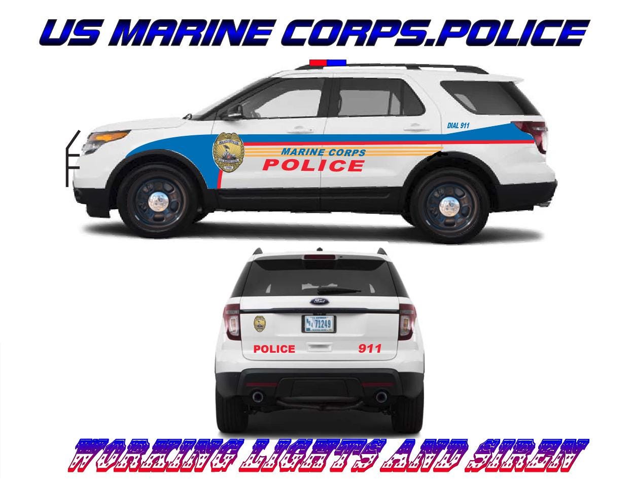 1/24 Scale USMC Police Dept Die Cast Model Car Ford Explorer With ...