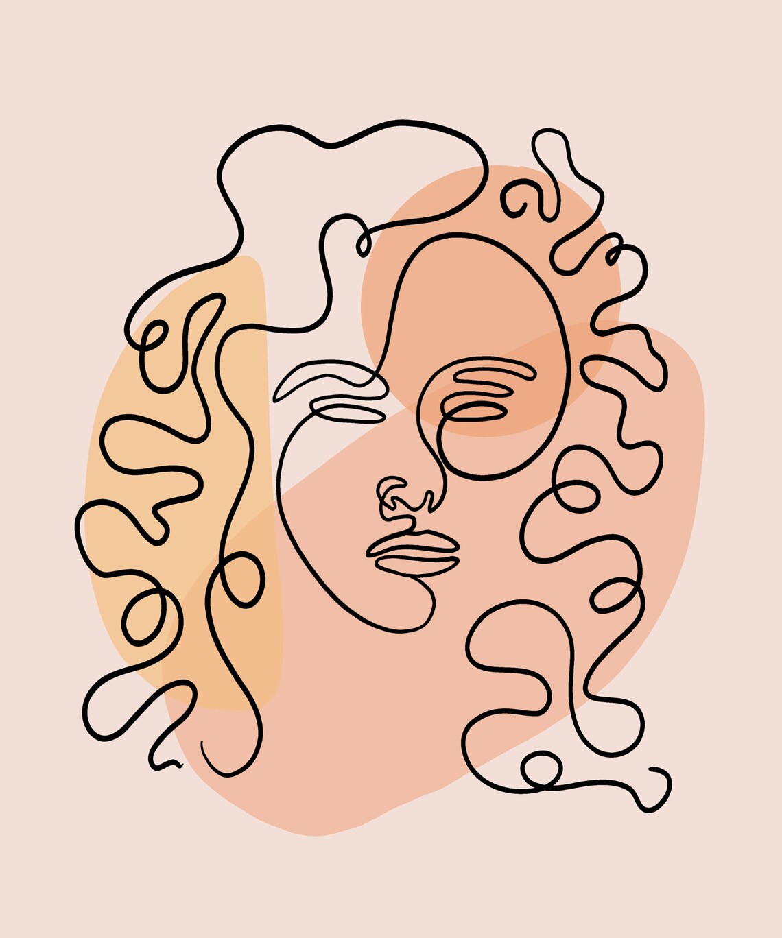 Downloadable Print of Continuous Line Face Art - Etsy