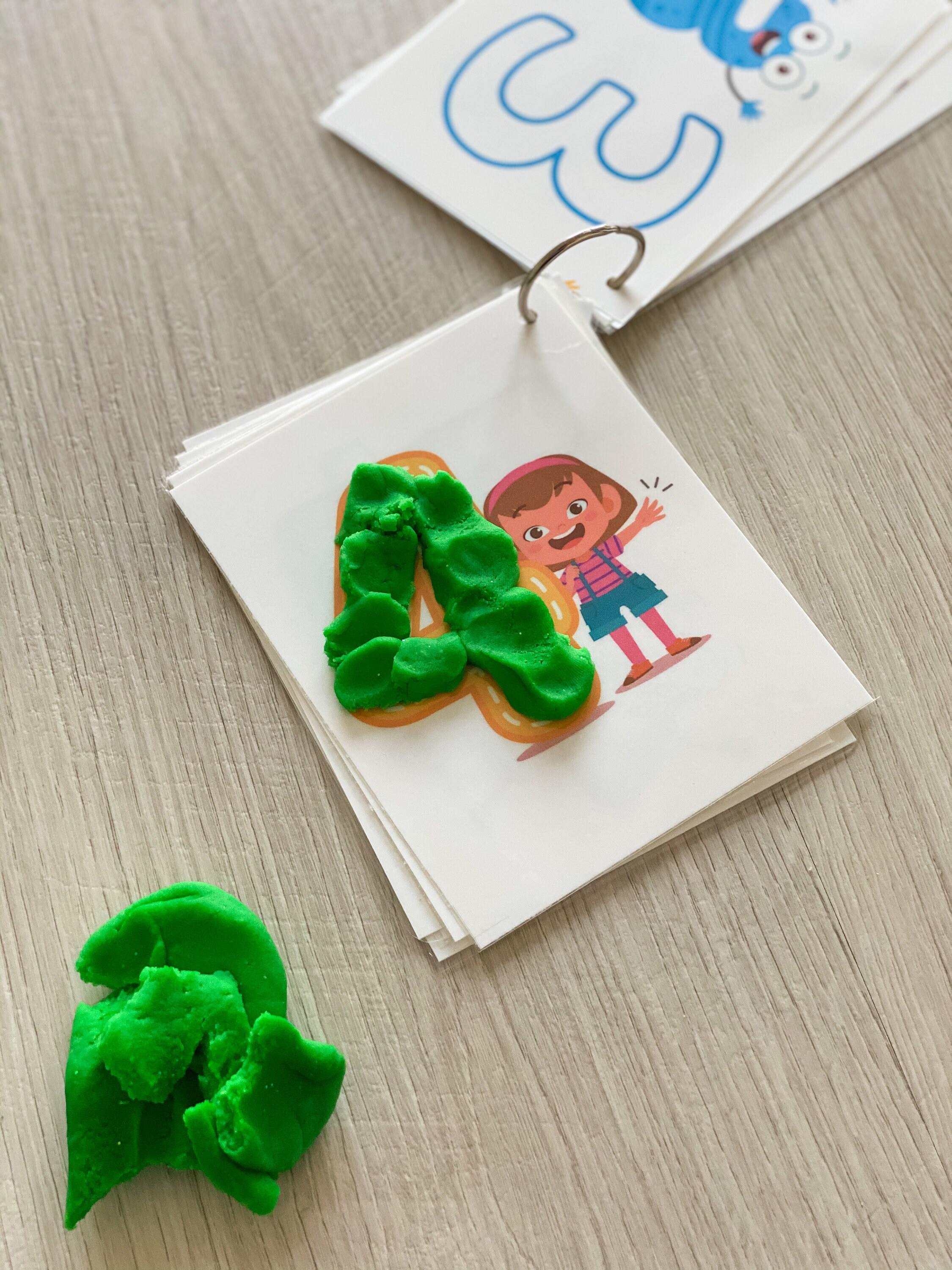 Numbers play dough letter tracing activity deck - perfect for travel!