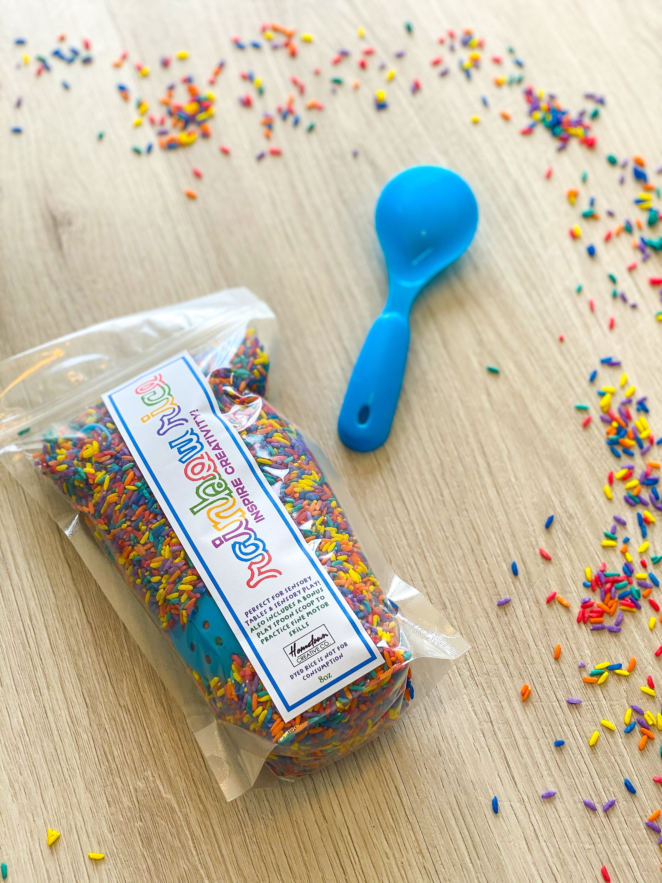 Sensory play rainbow play rice - large 8oz size