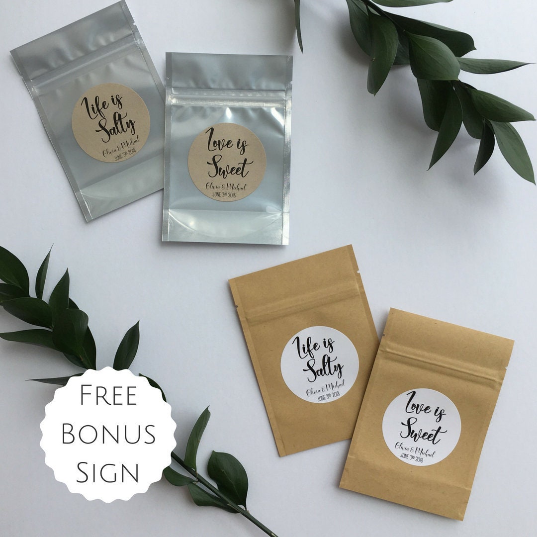 Life is Salty & Love is Sweet! - (Set of 10) - Wedding Favor Treat Bags ...