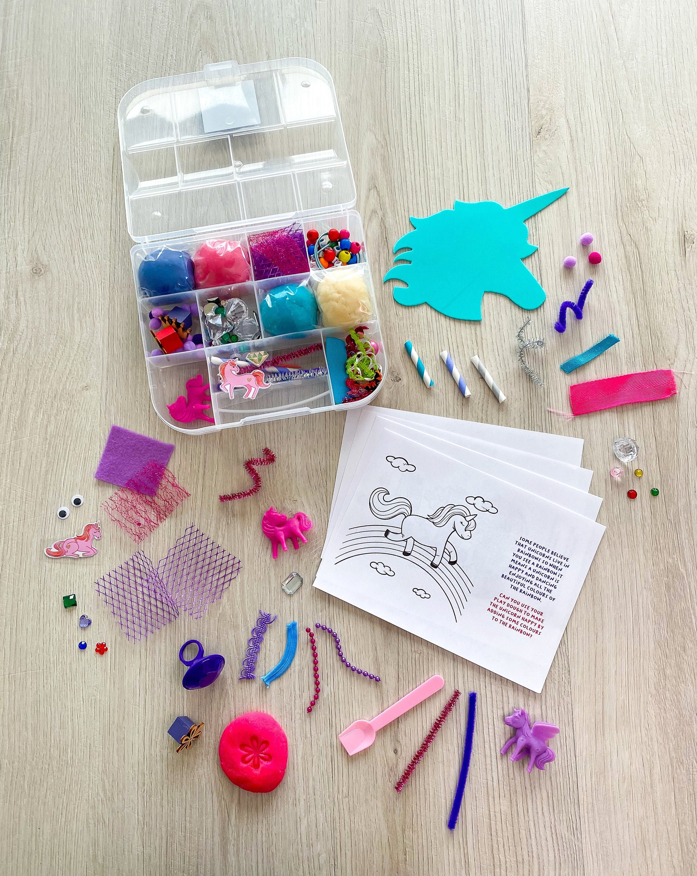Unicorn Theme Kids Sensory Play activity kit - includes (4) colors of ...