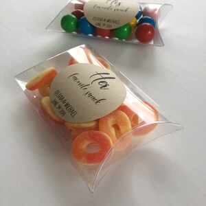 His & Her Favorite Snacks! - (set of 10) - Wedding Favor Clear Pillow ...