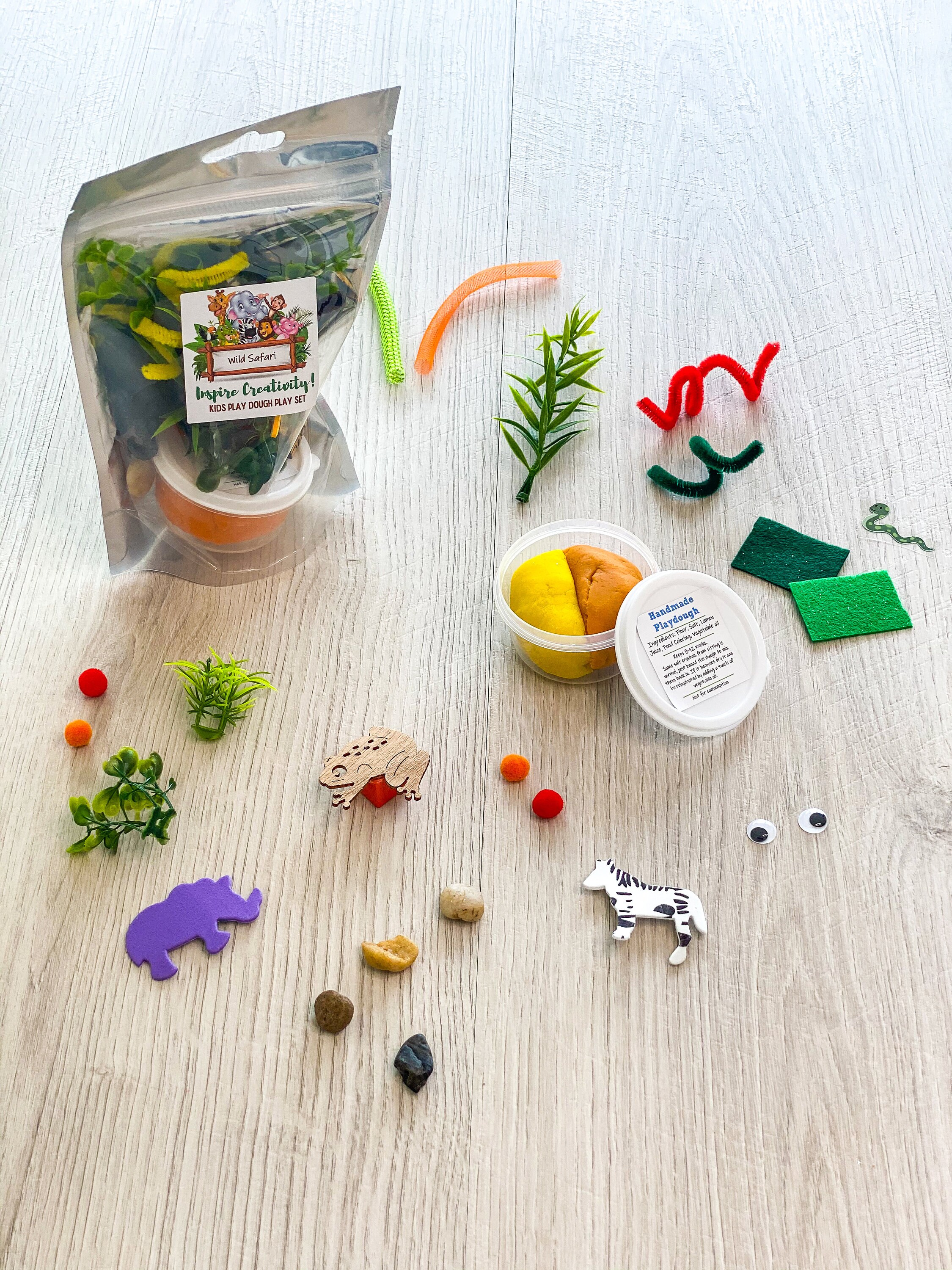 Safari Animal Play Dough activity kit - includes handmade play dough ...