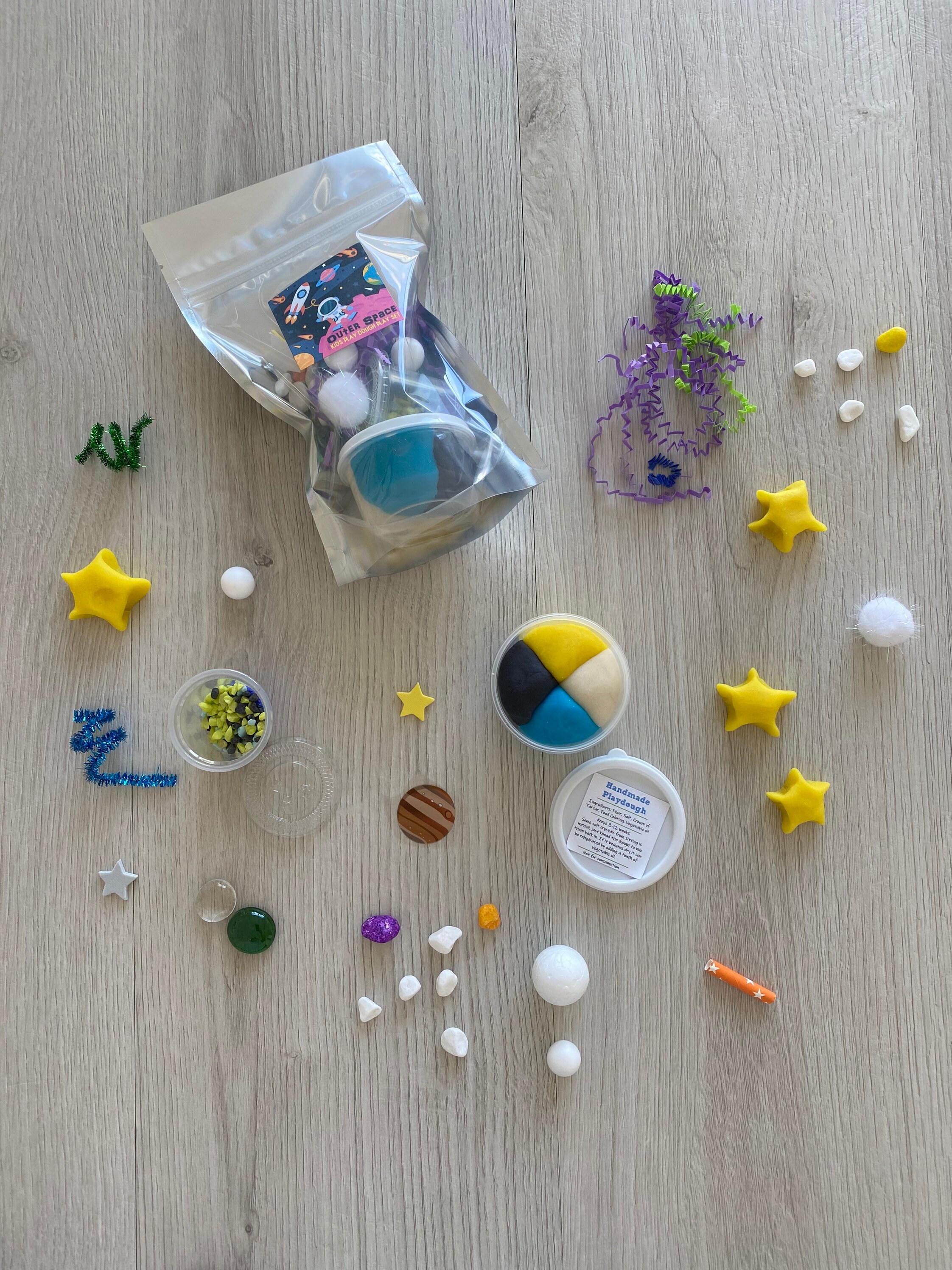 Space theme Play Dough activity kit - includes handmade play dough and ...