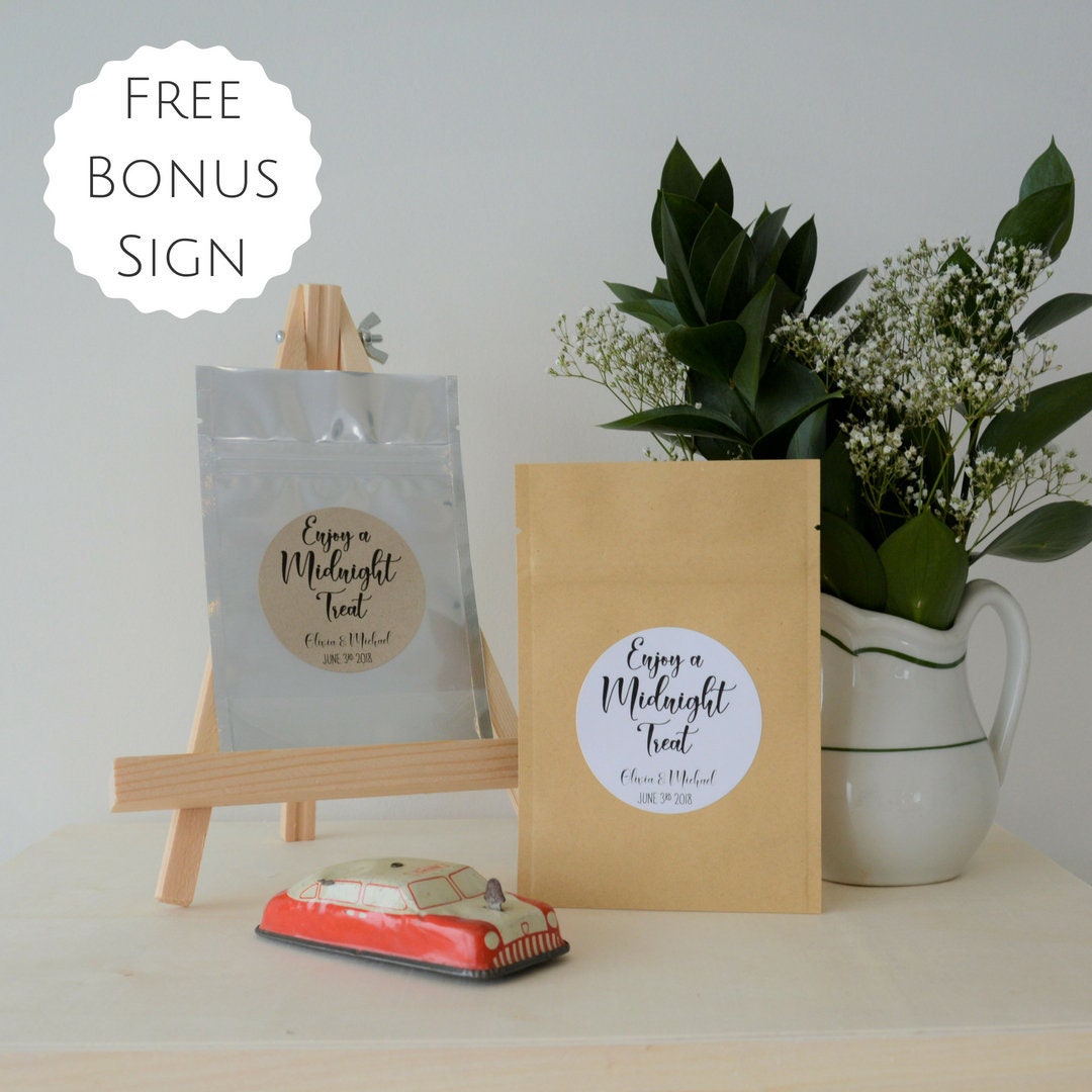 Enjoy a Midnight Treat set of 10 Wedding Favor Treat Bags Food Safe 4 X ...