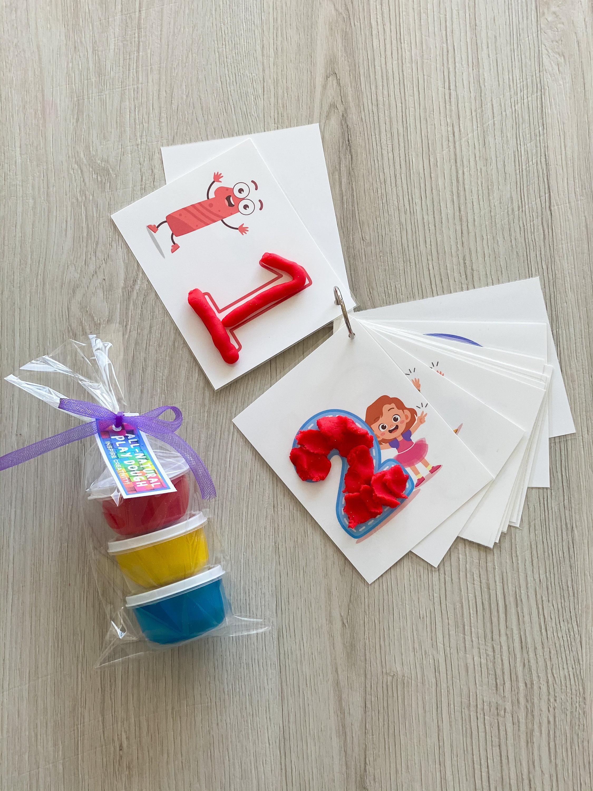 Numbers play dough letter tracing activity deck - perfect for travel!