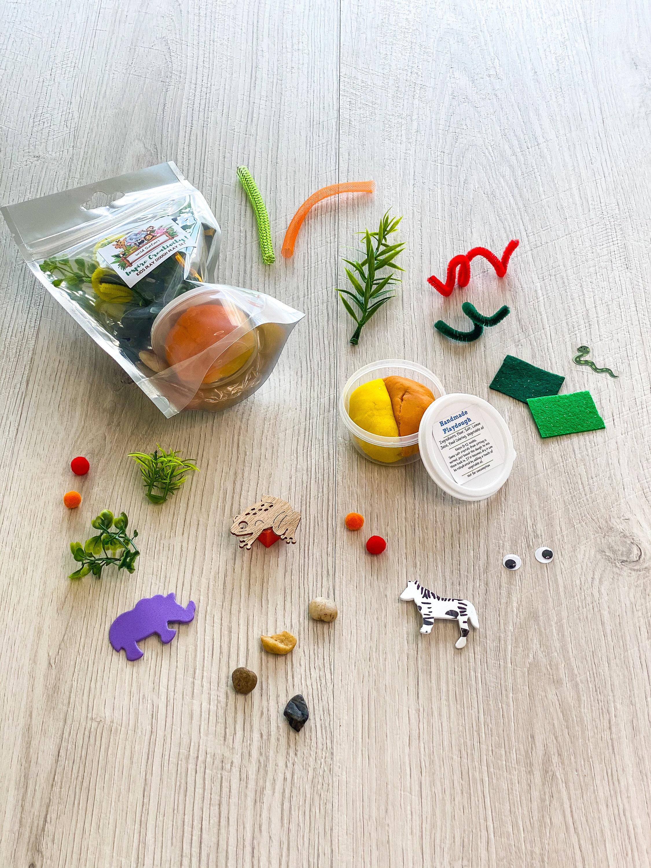 Safari Animal Play Dough activity kit - includes handmade play dough ...