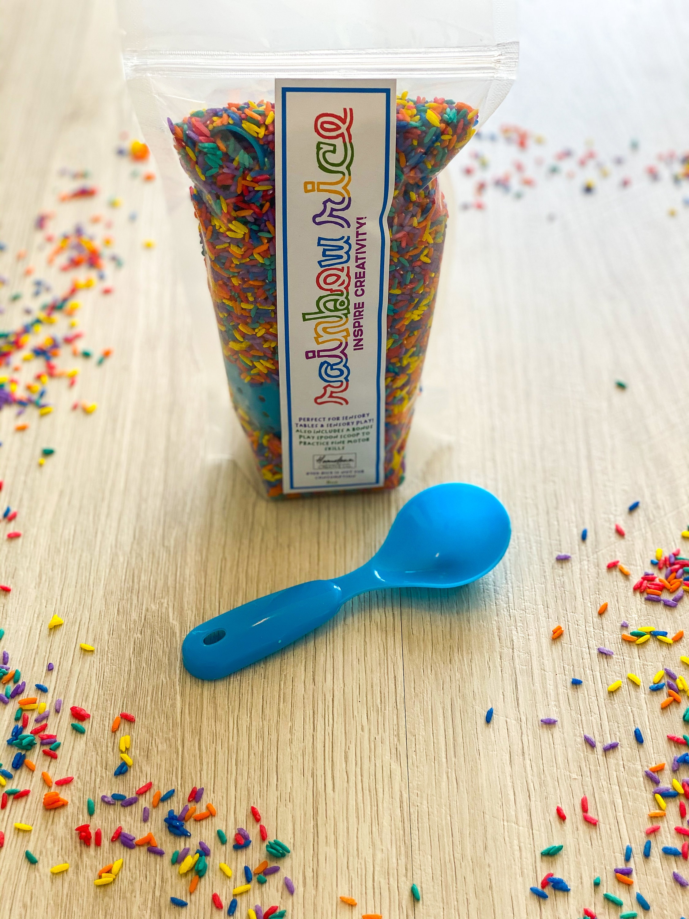 Sensory play rainbow play rice - large 8oz size