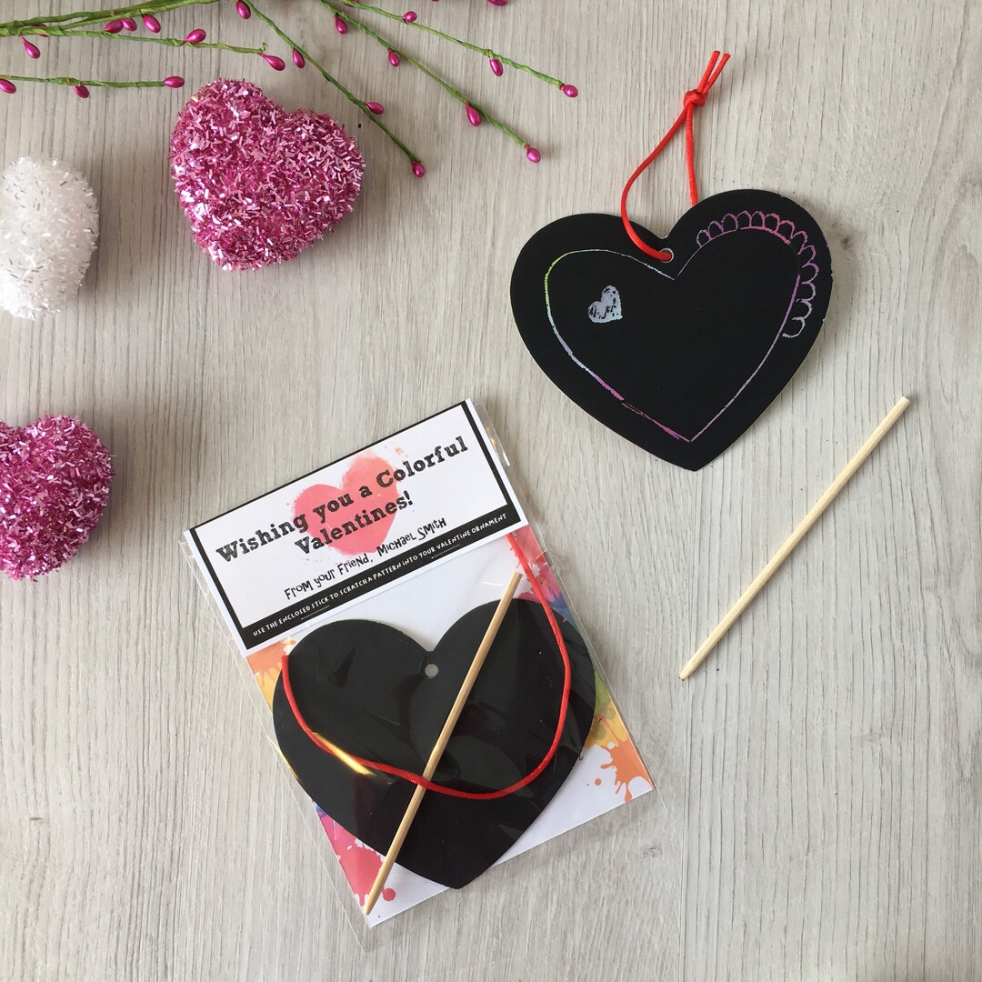 Scratch off Heart Ornament Craft Kit - Handmade Kids Valentine's ...