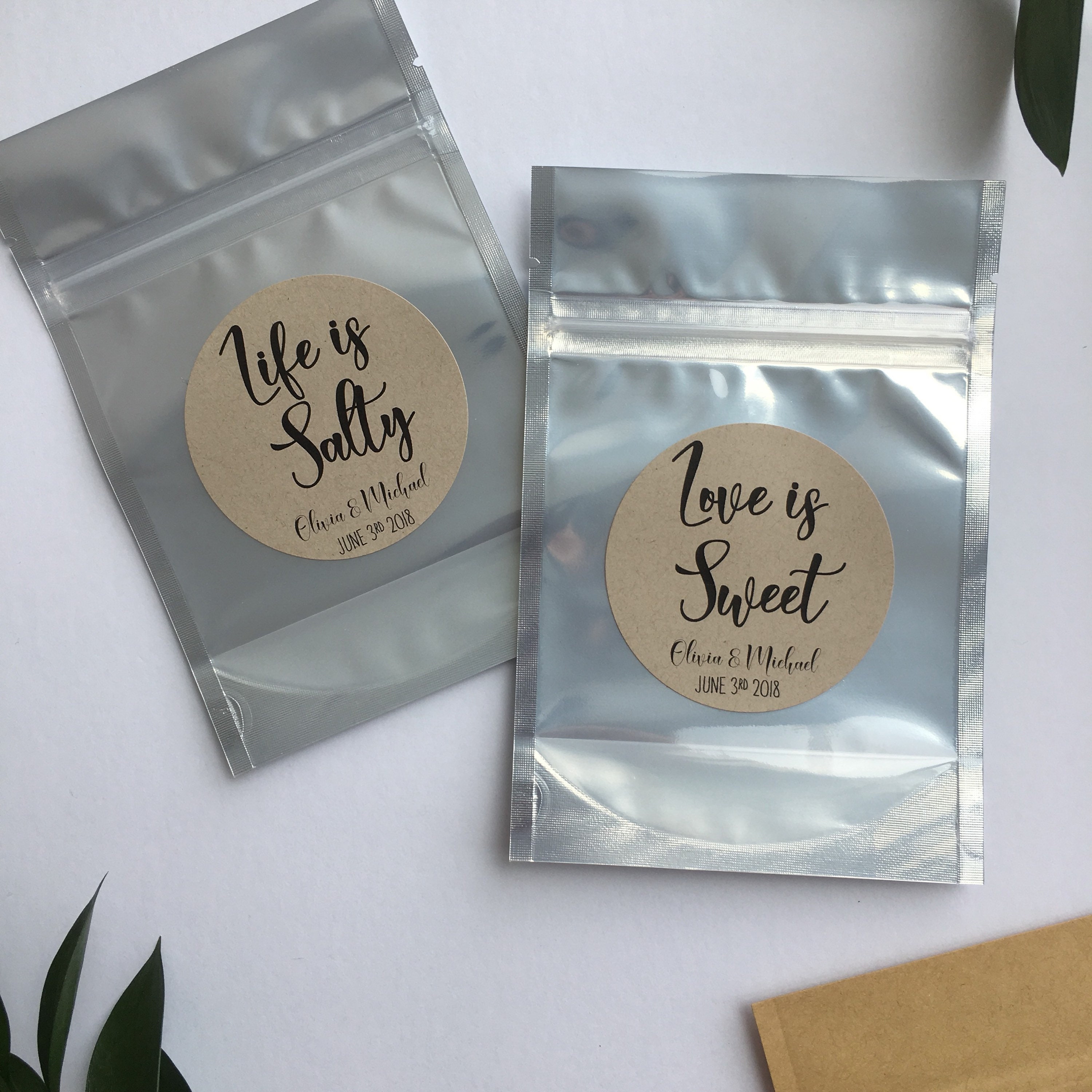 Life is Salty & Love is Sweet! - (Set of 10) - Wedding Favor Treat Bags ...