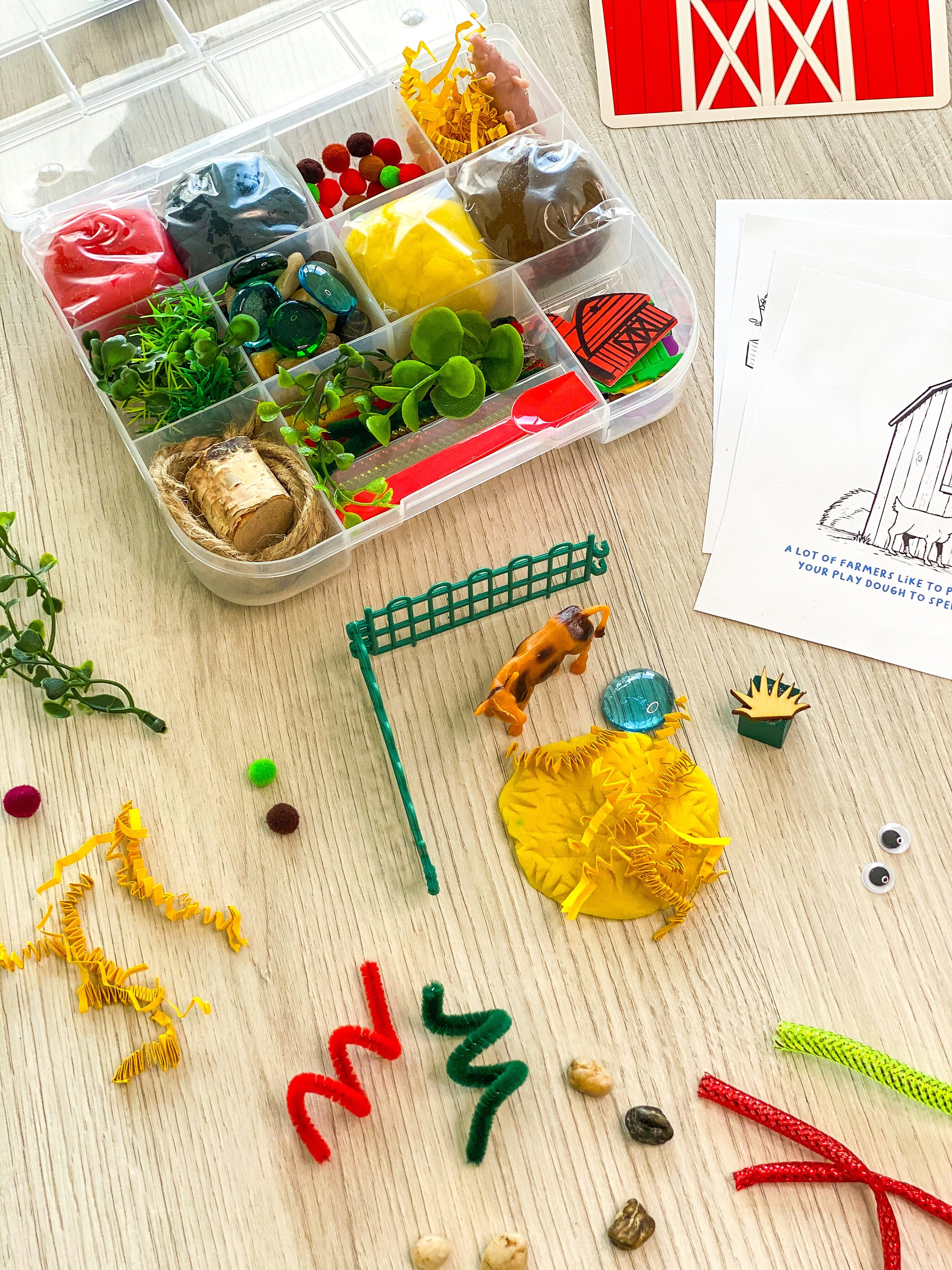 Farm Theme Kids Sensory Play activity kit - includes (4) colors of ...