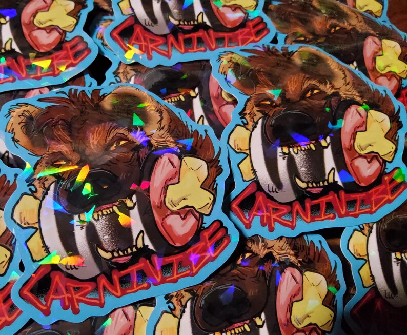 Spotted Hyena "carnivibe" Holo Sticker - Etsy