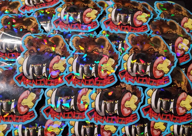 Spotted Hyena "carnivibe" Holo Sticker - Etsy