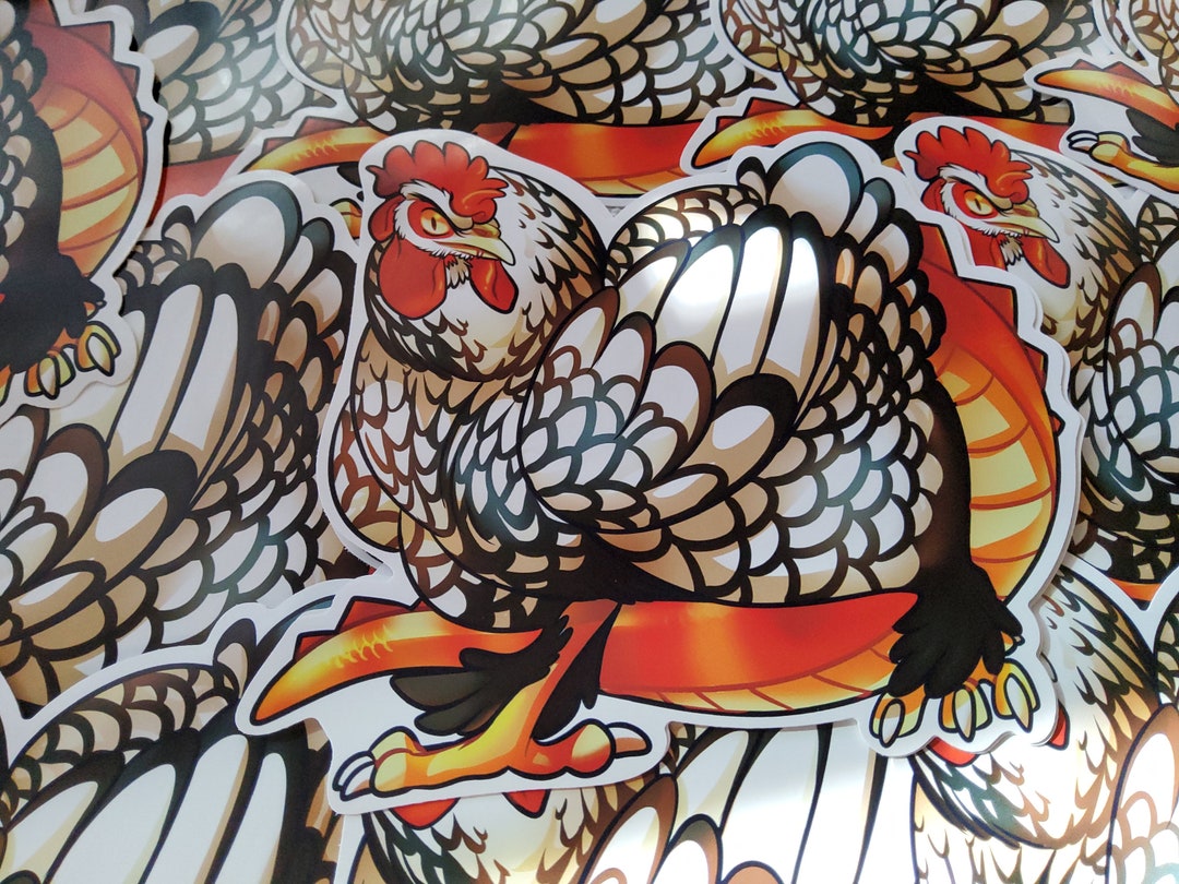 GIANT Chicken Sticker Big Juicy the Silver Laced Cochin Hen Cockatrice ...