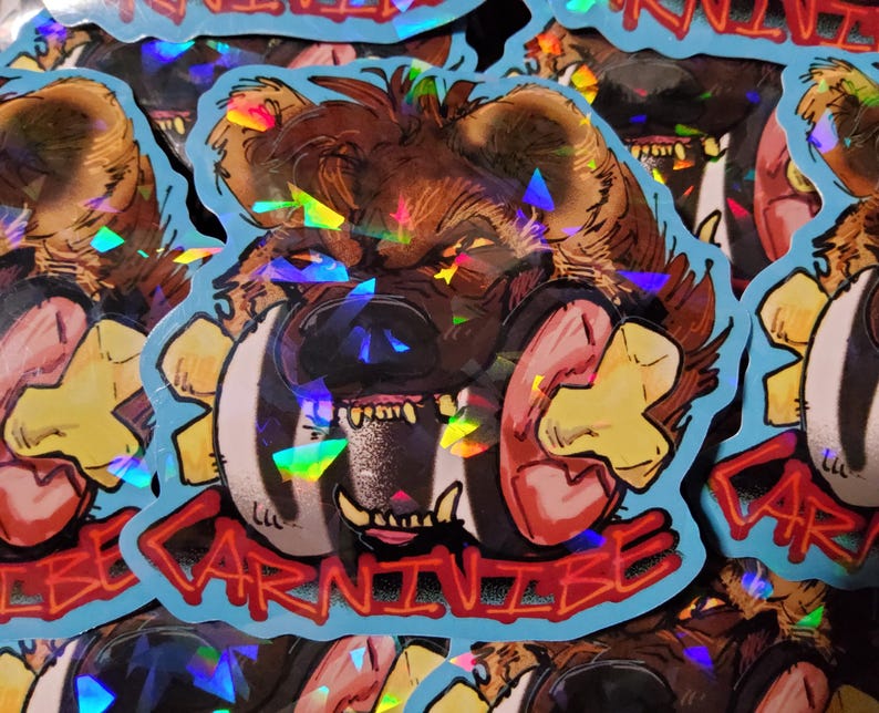 Spotted Hyena "carnivibe" Holo Sticker - Etsy