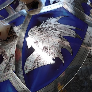 Holy Symbol Sticker - Bahamut - Silver Metal Dragon Reflective God ...