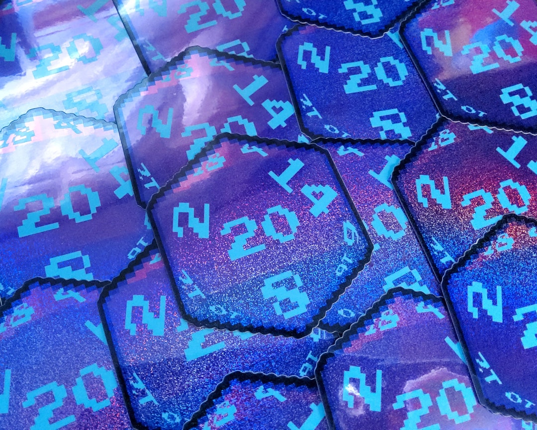 Purple Pixel D20 Dice Glitter Holographic Vinyl Sticker- Dungeons ...