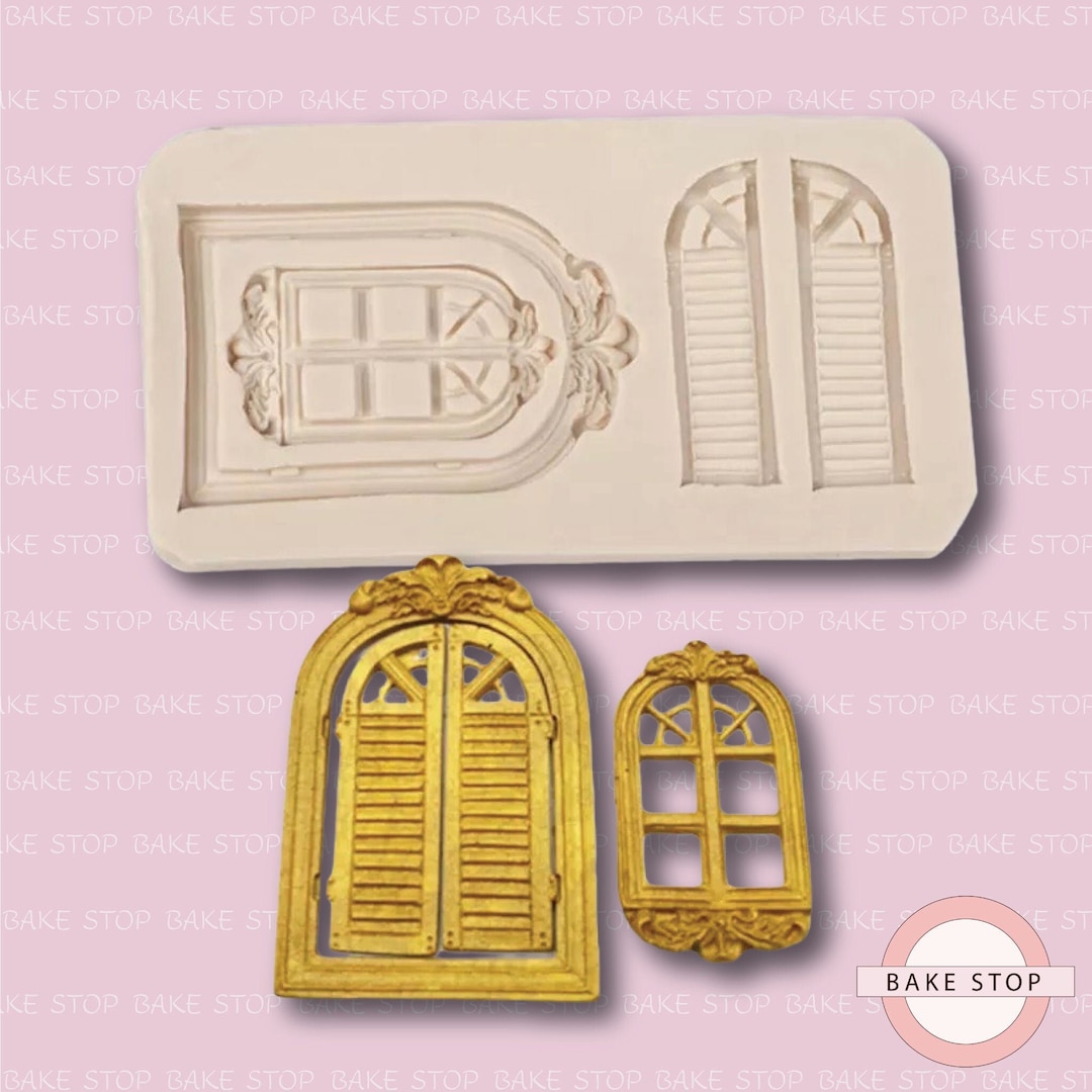 Window Frame Silicone Mould - Window Shutters Silicone Mould - Fondant ...