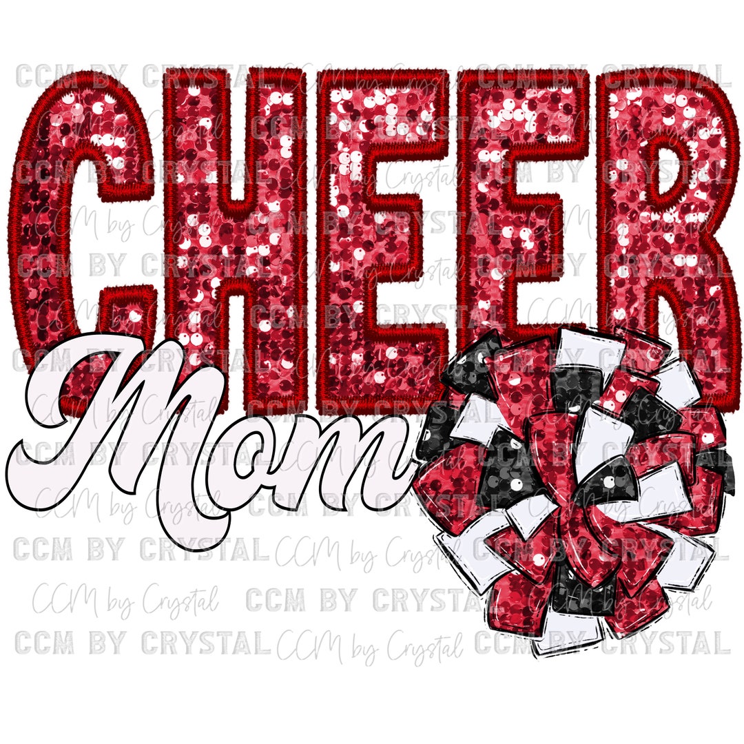 Cheer Mom Faux Embroidery Faux Sequins PNG Digital File Only - Etsy