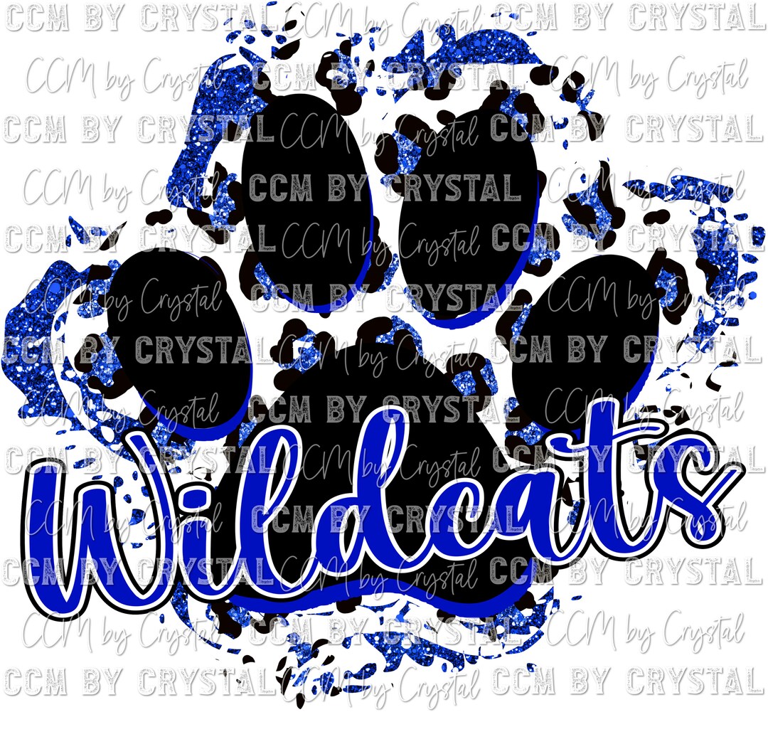 Wildcats Paw Leopard Print and Glitter Royal Blue Ready to Press DTF ...